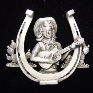 Jonette Jewelry "JJ" | Jewelry | Singing Cow Girl Horseshoe Pin Brooch ...